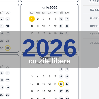 Calendar 2026 România cu Zile Libere și Sărbători